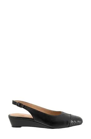 Trotters Dea Slingback Cap Toe Wedge Pumps - Black Croco