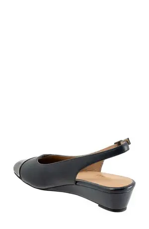Trotters Dea Slingback Cap Toe Wedge Pumps - Navy