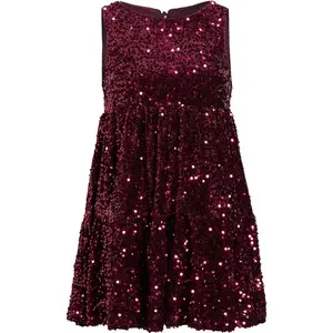 ALL IN FAVOR Sequin Tiered Minidress - Burgundy