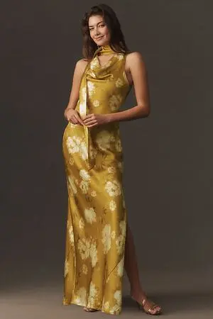Yellow Satin Maxi Dresses