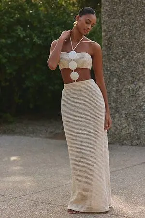BLITHE Shell Bodice Crochet Maxi Dress