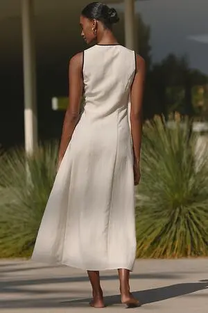 MARE MARE Sleeveless Linen Blend Wrap Midi Dress - Ivory