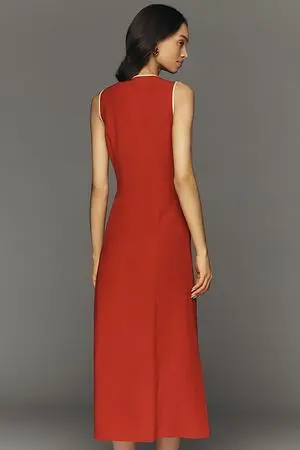 MARE MARE Sleeveless Linen Blend Wrap Midi Dress