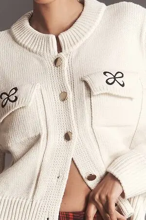 Maeve Embroidered Logo Cardigan Sweater