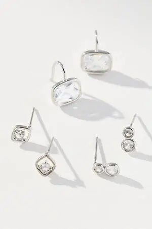 Anthropologie Set Of Three Crystal Earrings