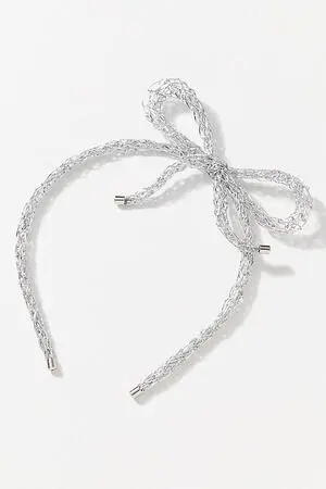 Anthropologie Metal Bow Headband - Silver