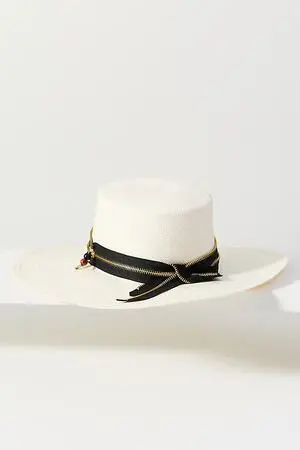 SENSI STUDIO Zipper Trim Straw Hat