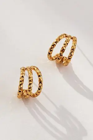 Anthropologie Water-resistant Textured Huggie Hoop Earrings - Gold