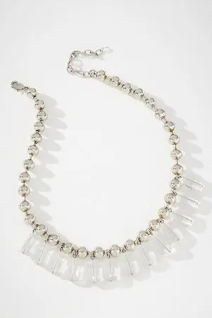Anthropologie Chunky Stone Necklace - Silver & Clear