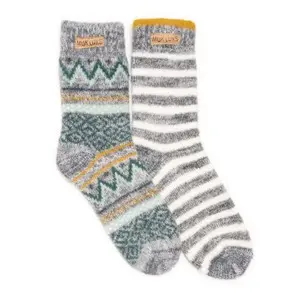 MUK LUKS Sweater Crew Socks Pack - Blue Spruce/grey Pack