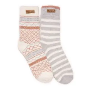 MUK LUKS Sweater Crew Socks Pack - Canyon Rose/grey Pack