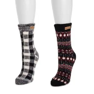 MUK LUKS Sweater Crew Socks Pack - Ebony Pack