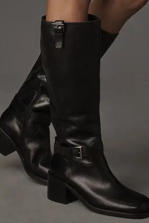 Maeve Mod Buckle Block-heel Boots - Black