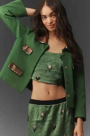 HOPE FOR FLOWERS BY TRACY REESE Embellished Micro Jacket - Green
