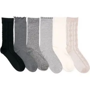 MUK LUKS Whisper Soft Crew Socks 6-pair Pack - Ebony