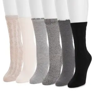 MUK LUKS Whisper Soft Crew Socks 6-pair Pack - Ebony