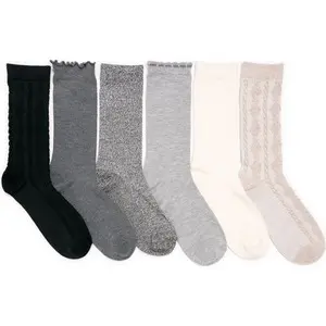 MUK LUKS Whisper Soft Crew Socks 6-pair Pack - Ebony