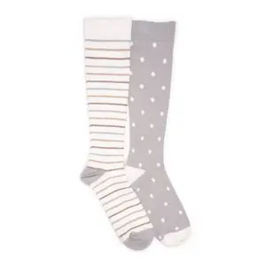 MUK LUKS Compression Cozy Tall Socks 2-pair Pack - Grey Pack