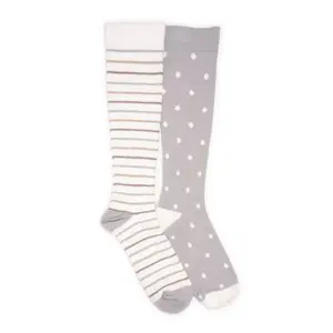 MUK LUKS Compression Cozy Tall Socks 2-pair Pack - Grey Pack