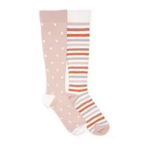MUK LUKS Compression Cozy Tall Socks 2-pair Pack - Soft Pink Pack