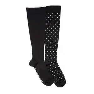 MUK LUKS Nylon Blend Compression Knee High Socks - Ebony/dot
