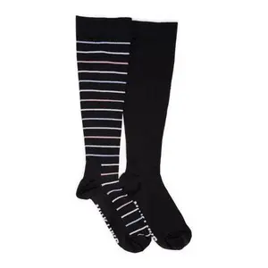 MUK LUKS Nylon Blend Compression Knee High Socks - Ebony/pastel