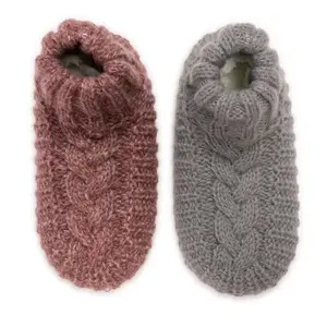 MUK LUKS Cuffed Sweater Knit Ballerinas 2-pair Pack - Ebony