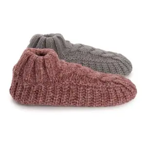 MUK LUKS Cuffed Sweater Knit Ballerinas 2-pair Pack - Ebony