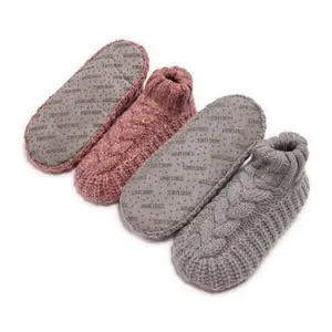 MUK LUKS Cuffed Sweater Knit Ballerinas 2-pair Pack - Ebony