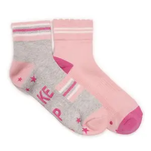 MUK LUKS Studio Quarter Crew Compression Socks 2-pair Pack - Grey/pink Pack