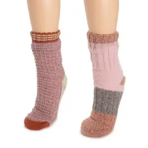 MUK LUKS Color Blocked Sweater Cabin Socks - Pink