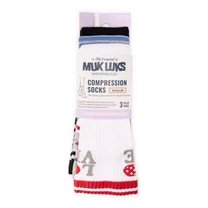 MUK LUKS 3-pair Pack Cotton Rib Compression Crew Socks