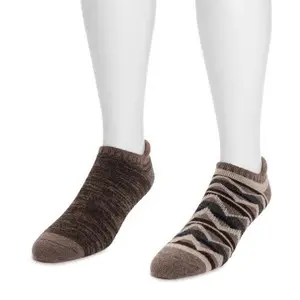 MUK LUKS No Show Wool Socks 2-pair Pack - Ecru/chocolate