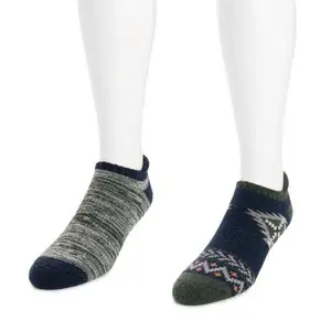 MUK LUKS No Show Wool Socks 2-pair Pack - Taupe Multi