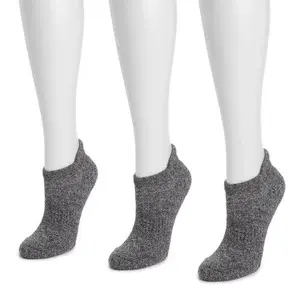 MUK LUKS Cotton Compression Ankle Socks 3-pair Pack - Black Marl