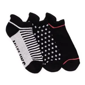 MUK LUKS Cotton Compression Ankle Socks 3-Pair Pack Ebony