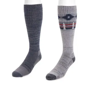 MUK LUKS Tall Compression Socks 2-pair Pack - Grey/blue Steel