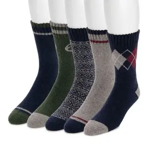 MUK LUKS Wool Blend Crew Socks 5-pair Pack - Navy/multi