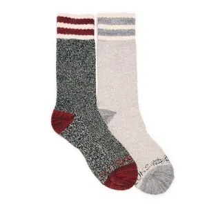 MUK LUKS Dream Step Cozy Crew Socks 2-Pair Pack Ebony/grey