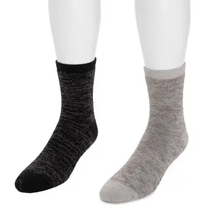 MUK LUKS Wool Blend 6" Socks 2 Pair Pack - Grey/black Marl