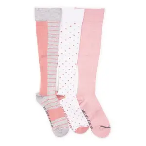 MUK LUKS Cotton Rib Compression Knee-high Socks 3-pair Pack - Blush