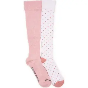 MUK LUKS Cotton Compression Knee-High Socks 2-Pair Pack Blush
