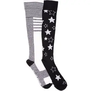 MUK LUKS Cotton Compression Knee-high Socks 2-pair Pack - Ebony
