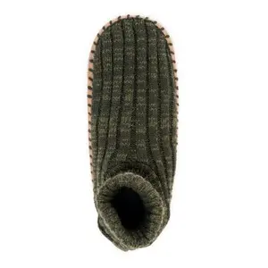 MUK LUKS Cuff Bootie Slipper - Dark Green Marl