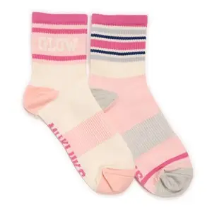 MUK LUKS Nylon Quarter Crew Compression Socks - 2 Pair Pack Pink Pack