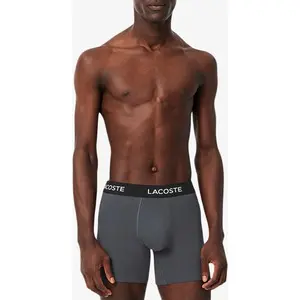 Lacoste Core Essentials Assorted 5-pack Stretch Cotton Boxer Briefs - Grey
