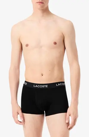 Lacoste Core Essentials Stretch Cotton Boxer Briefs - Black
