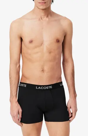 Lacoste Assorted 3-pack Stretch Cotton Boxer Briefs - Black/lead Grey/white