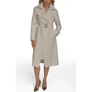 Donna Karan New York Belted Long Raincoat - Cream