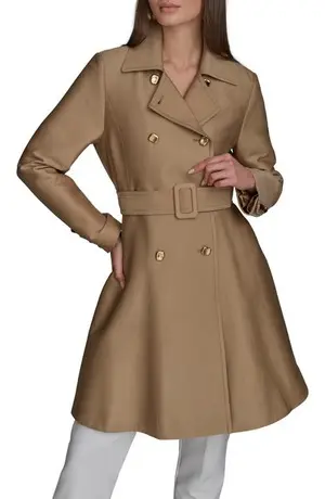 Donna Karan New York Water-resistant Skirted Cotton-blend Trench Coat
